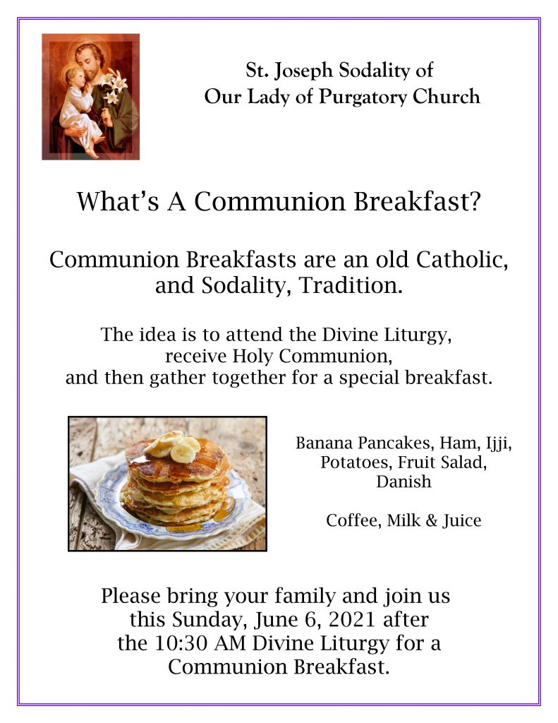 Communion Breakfast Reminder – Sunday 6/6/21 After 1030 AM Divine ...